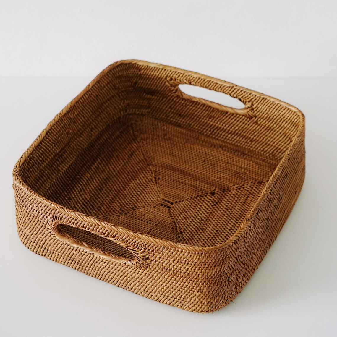 Square Rattan Basket, Rattan Storage Basket With Handle, Livingroom ...