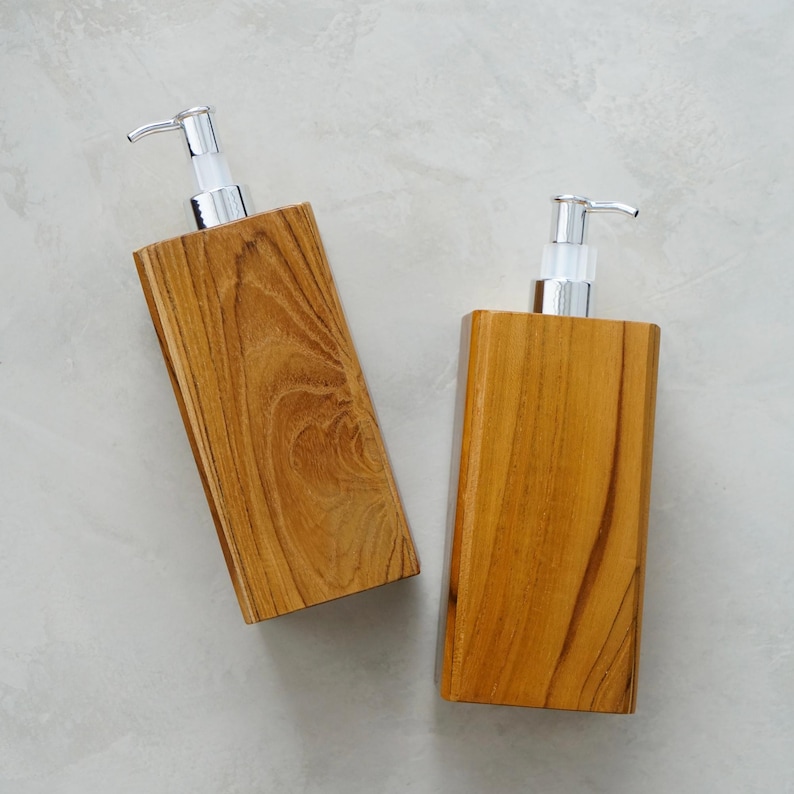 Handmade Teak Wood Soap Dispenser: Waterproof Bathroom Decor - Etsy