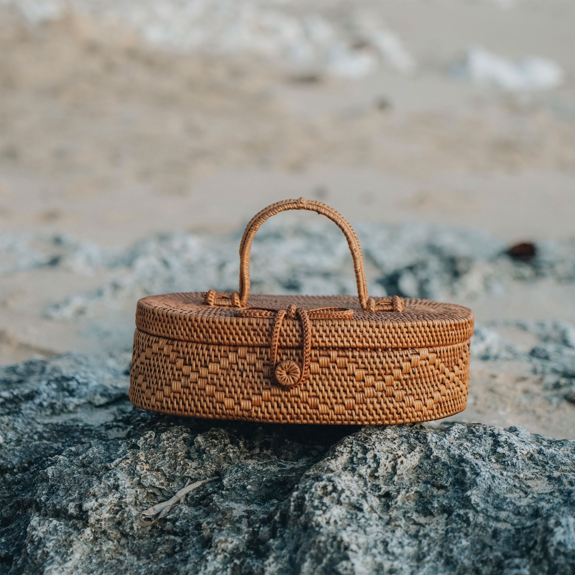 Rattan Basket Lunch Box, Storage Basket Brown, Handmade Rattan Basket ...