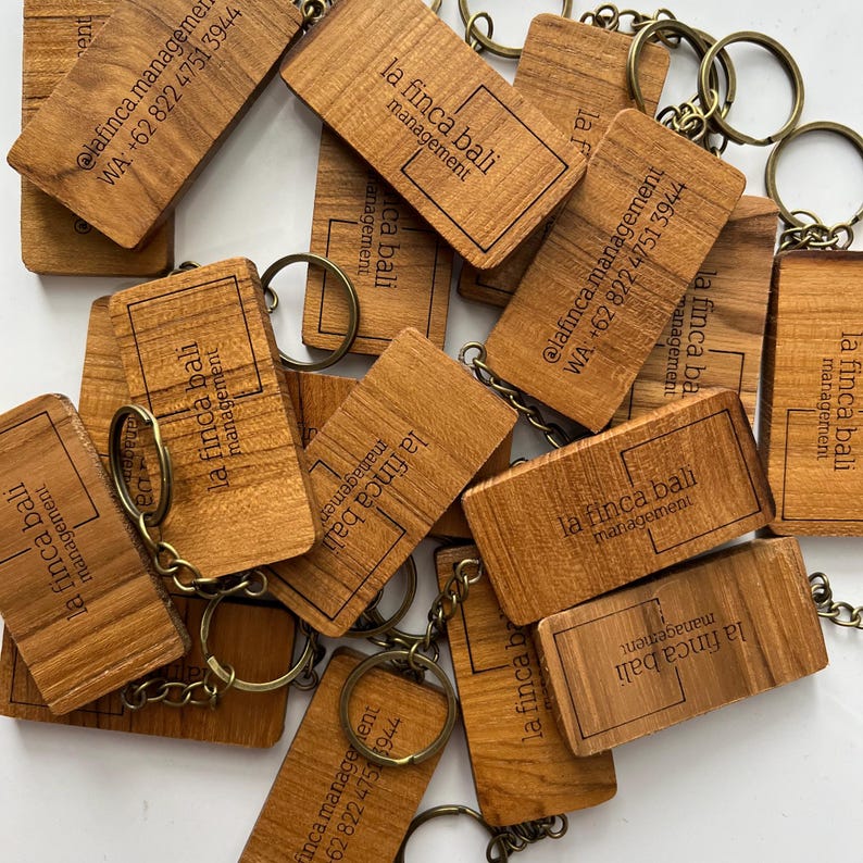 Personalized Teak Wood Keychain: Handmade Wooden Key Chain Leather - Etsy