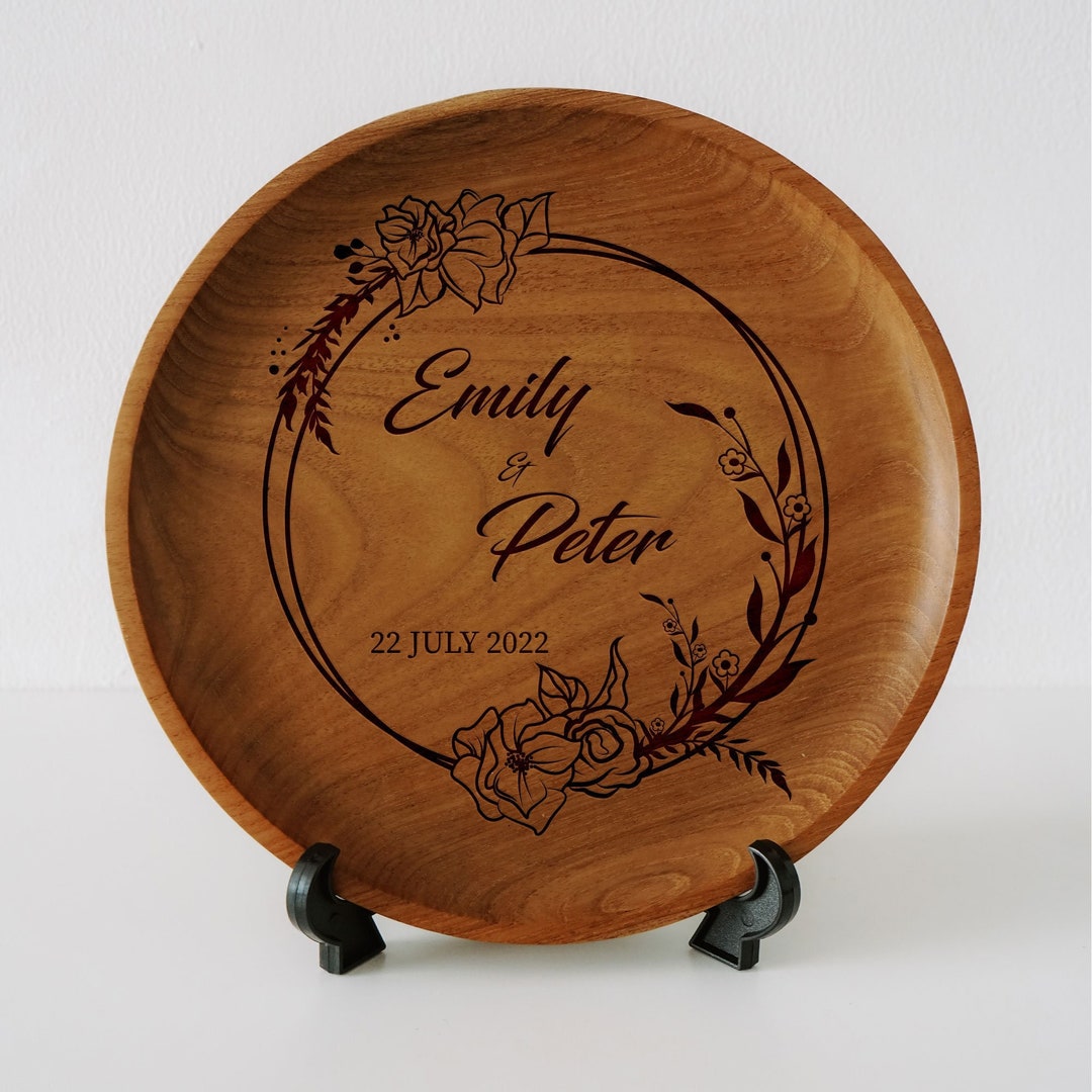 Personalized Engraved Teak Wood Wedding Plate, Anniversary Gift - Etsy
