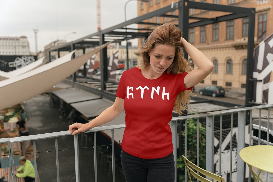 Premium Women's T-shirt With Tengri Script Based on Turkish Mythology ...