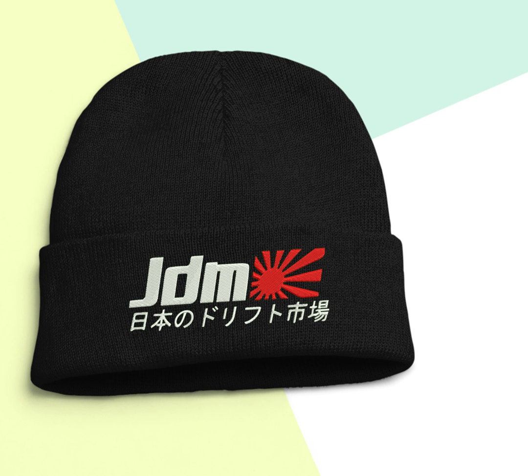 JDM Kanji Rsing Sun Drift Oldscool Car / Beanie Unisex Embroidered Cap ...