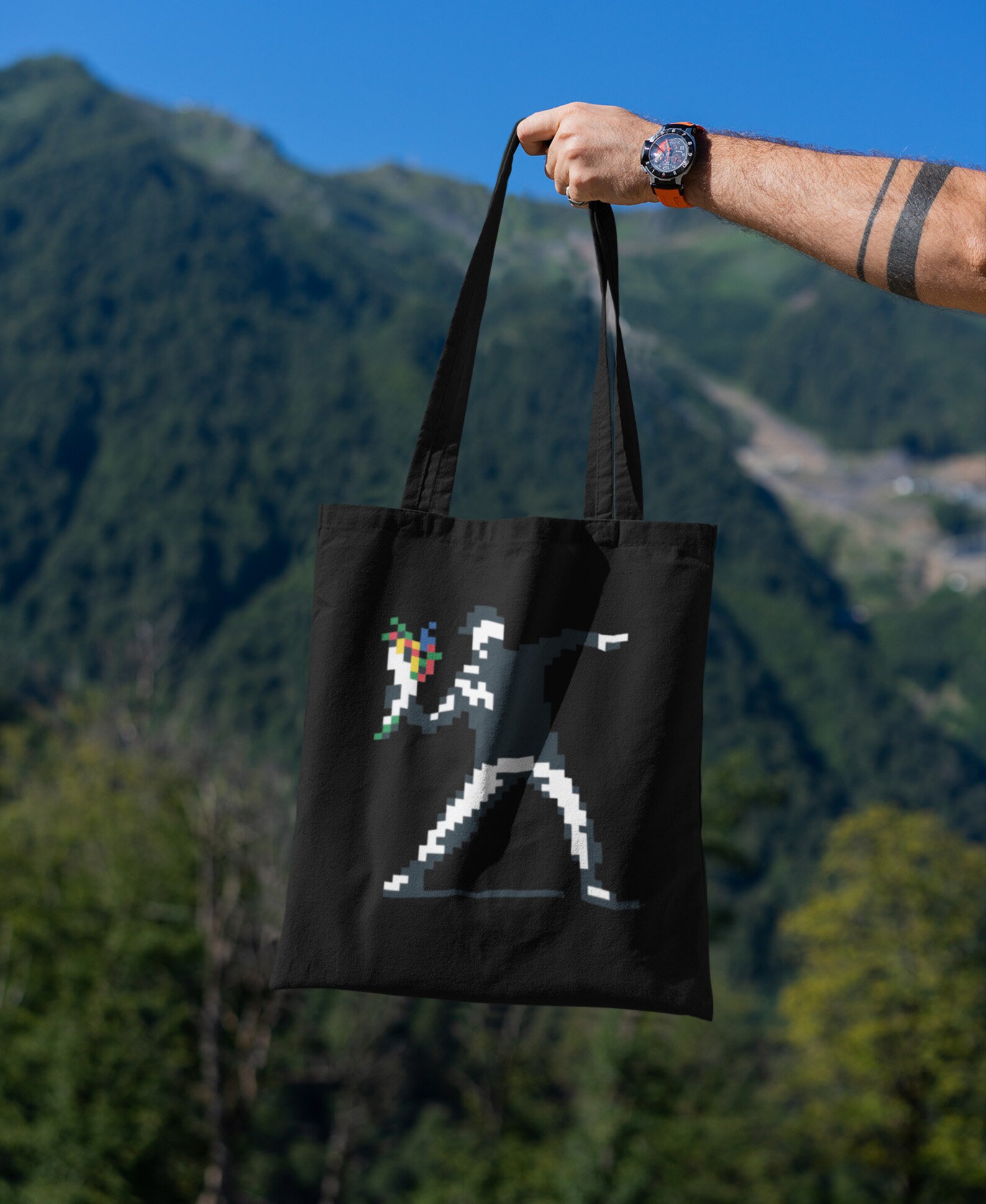 Banksy Flower Thrower Pixel Art Organic Cotton Tote Bag - Etsy