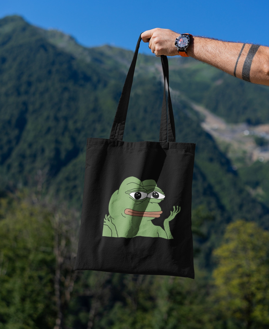 Pepe Frog Shoulder Shrug / Organic Cotton Tote Bag, Canvas Grocery Bag ...