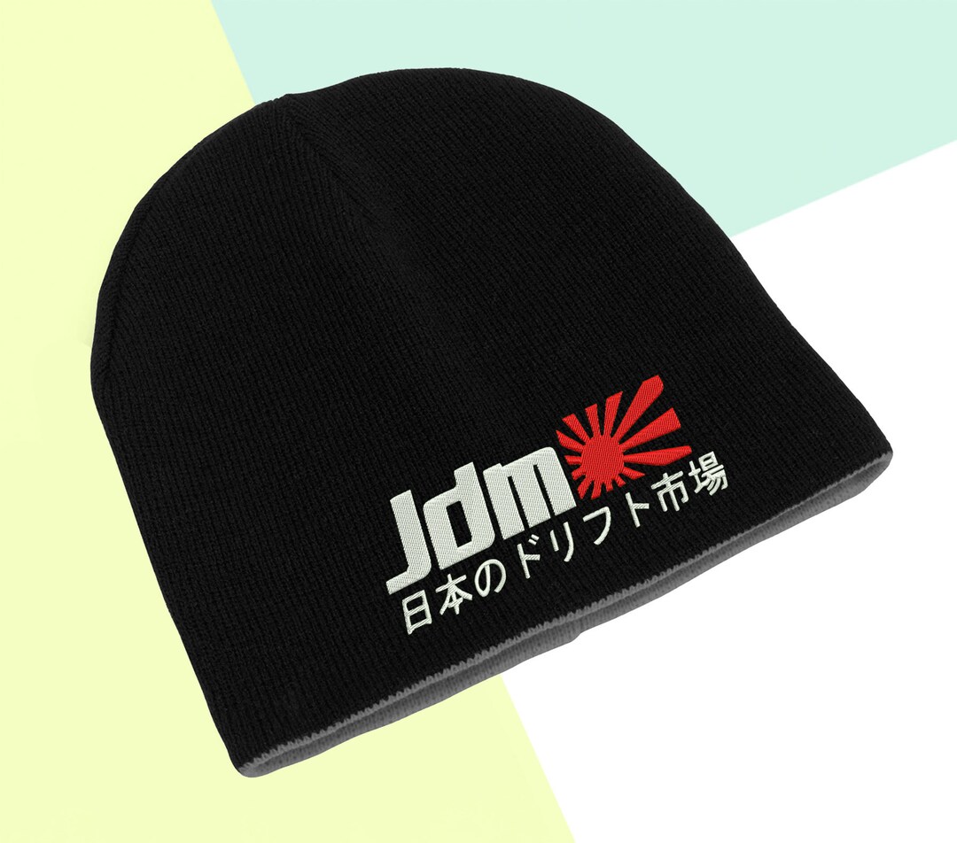 JDM Kanji Rising Sun Drift Old-school Car Skull Caps Winter Hats Beanie ...