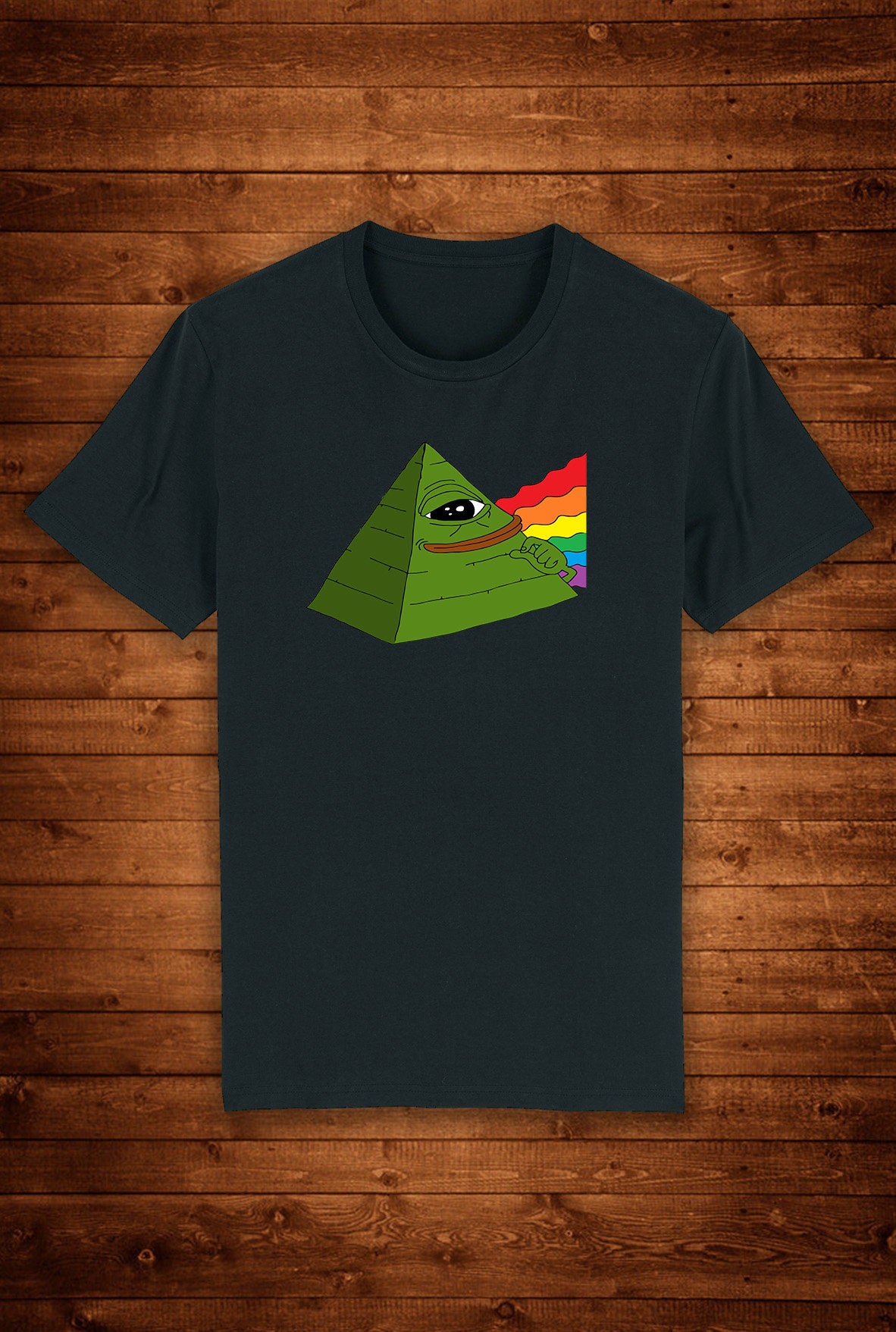 Pepe the Frog Illuminati Pyramid Rainbow / T-shirt Unique Design Street ...