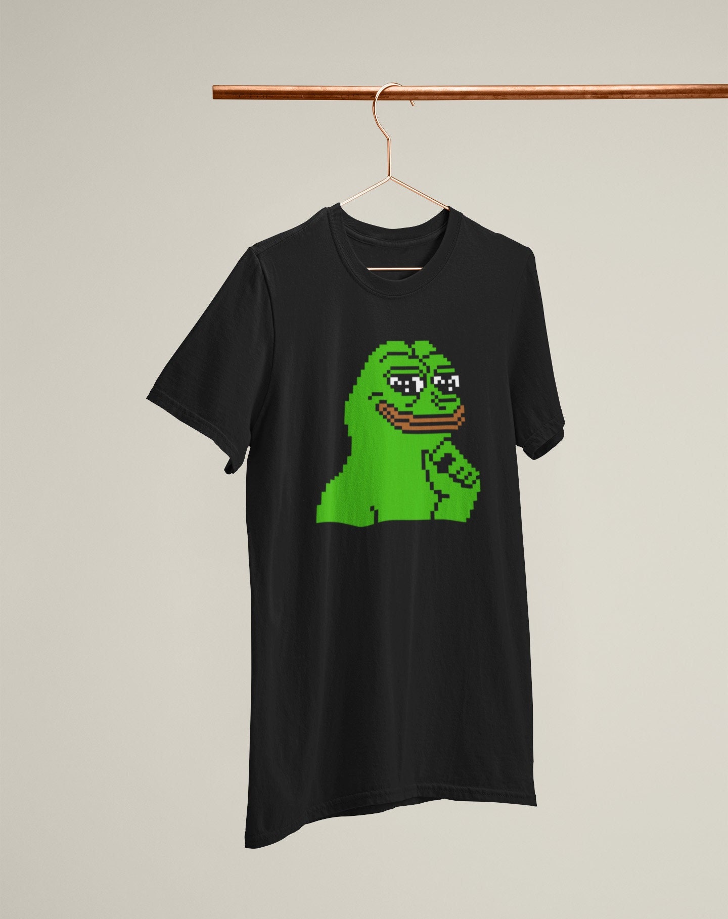Smiling Pepe Frog in Pixels Internet Meme / Heavyweight Cotton Unisex T ...