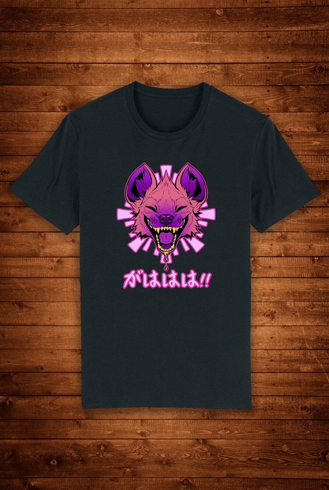 GAHAHA Hyena Vaporwave Japan Art Kanji / T-shirt Unique Design Street ...