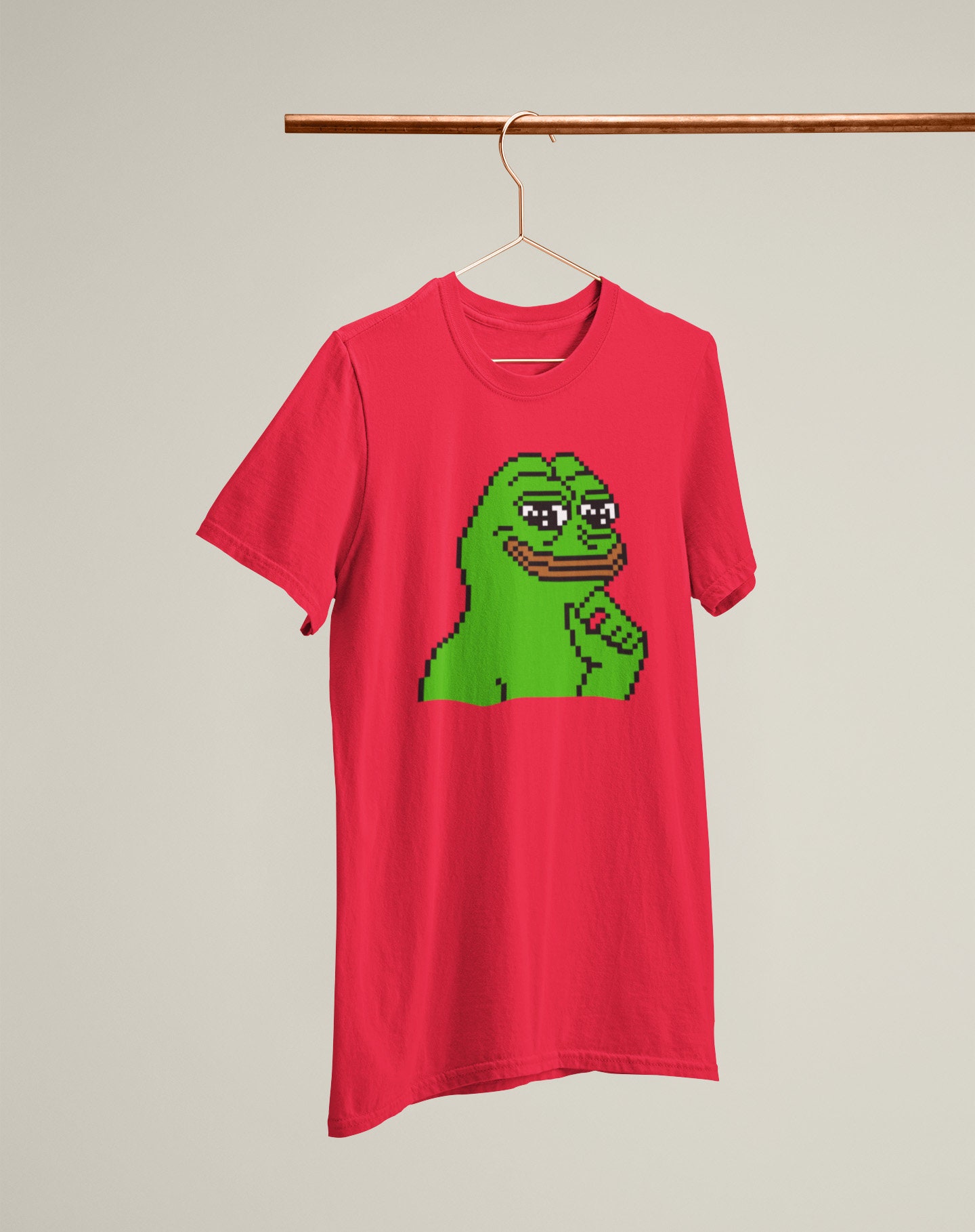 Smiling Pepe Frog in Pixels Internet Meme / Heavyweight Cotton Unisex T ...