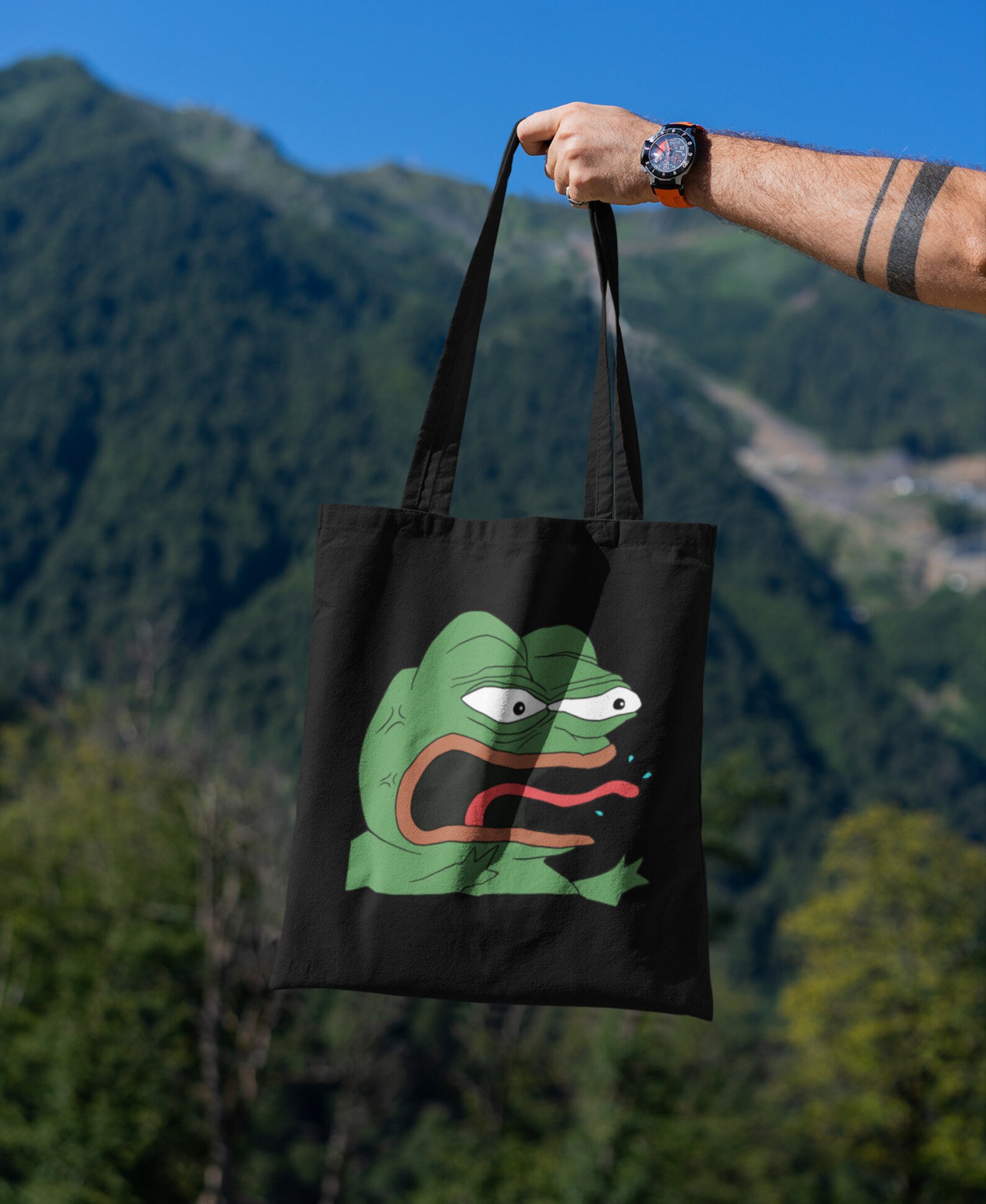 Anger Pepe Frog Meme Screaming / Organic Cotton Tote Bag, Canvas ...
