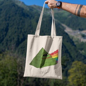 Pepe the Frog Illuminati Pyramid Rainbow / Organic Cotton Tote Bag ...