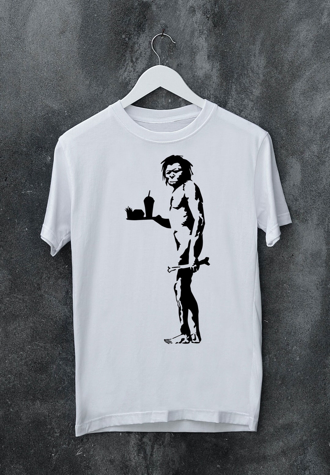 Banksy Caveman Fast Food Graffiti T-shirt Man's, Woman's, Kid's Size ...