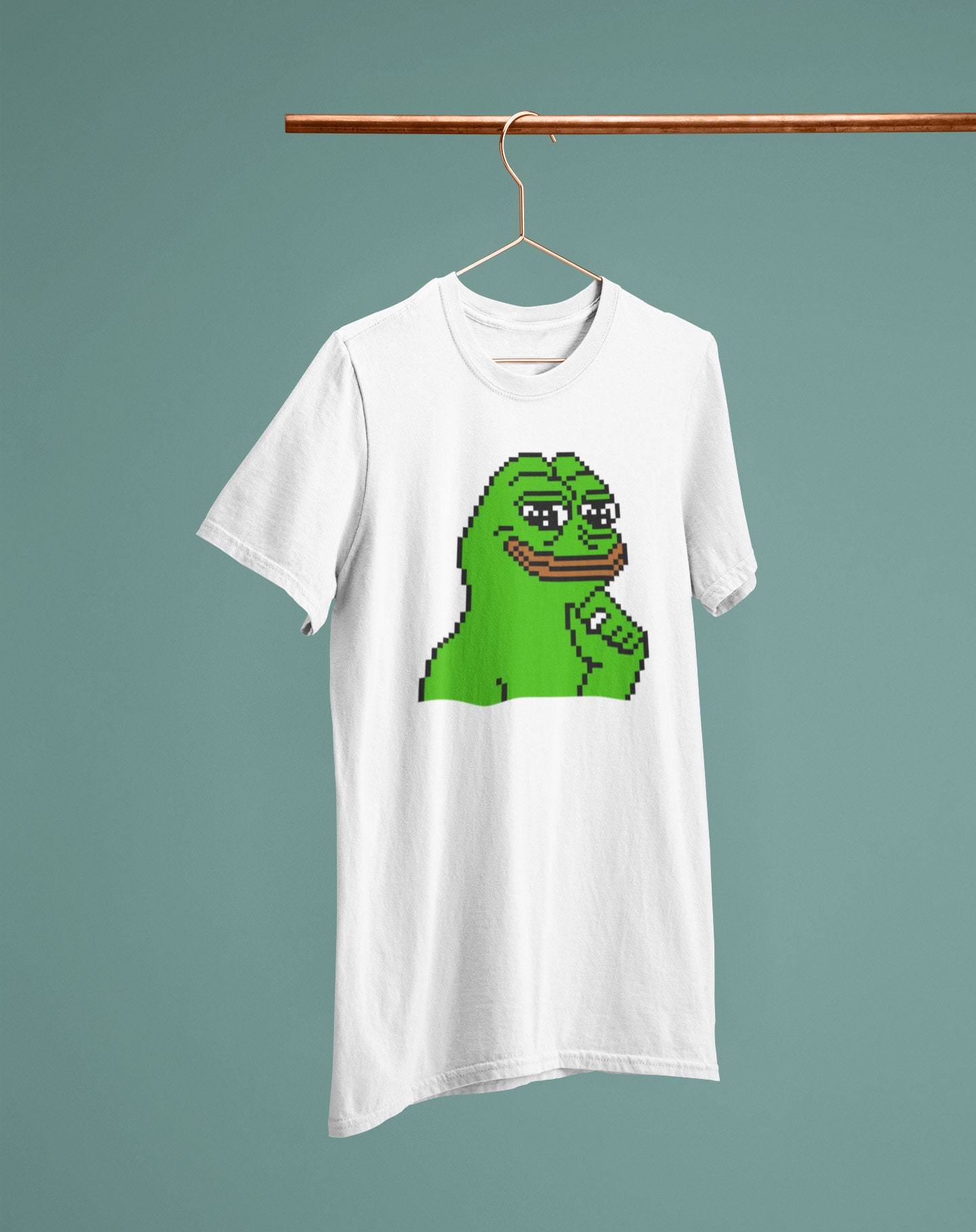 Smiling Pepe Frog in Pixels Internet Meme / Heavyweight Cotton Unisex T ...