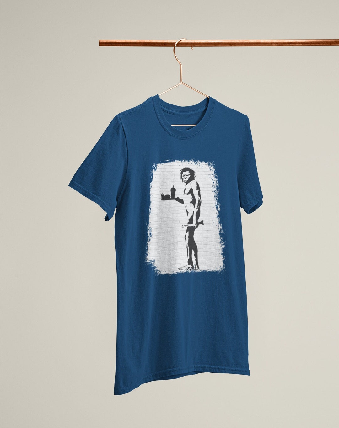 Banksy Caveman Fast Food Graffiti / Heavyweight Cotton Unisex T-shirt ...