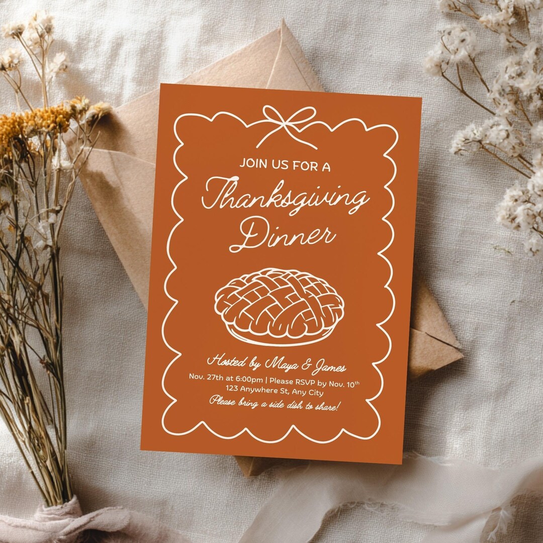 Thanksgiving Dinner Invitation, Editable Thanksgiving Invite With Hand ...