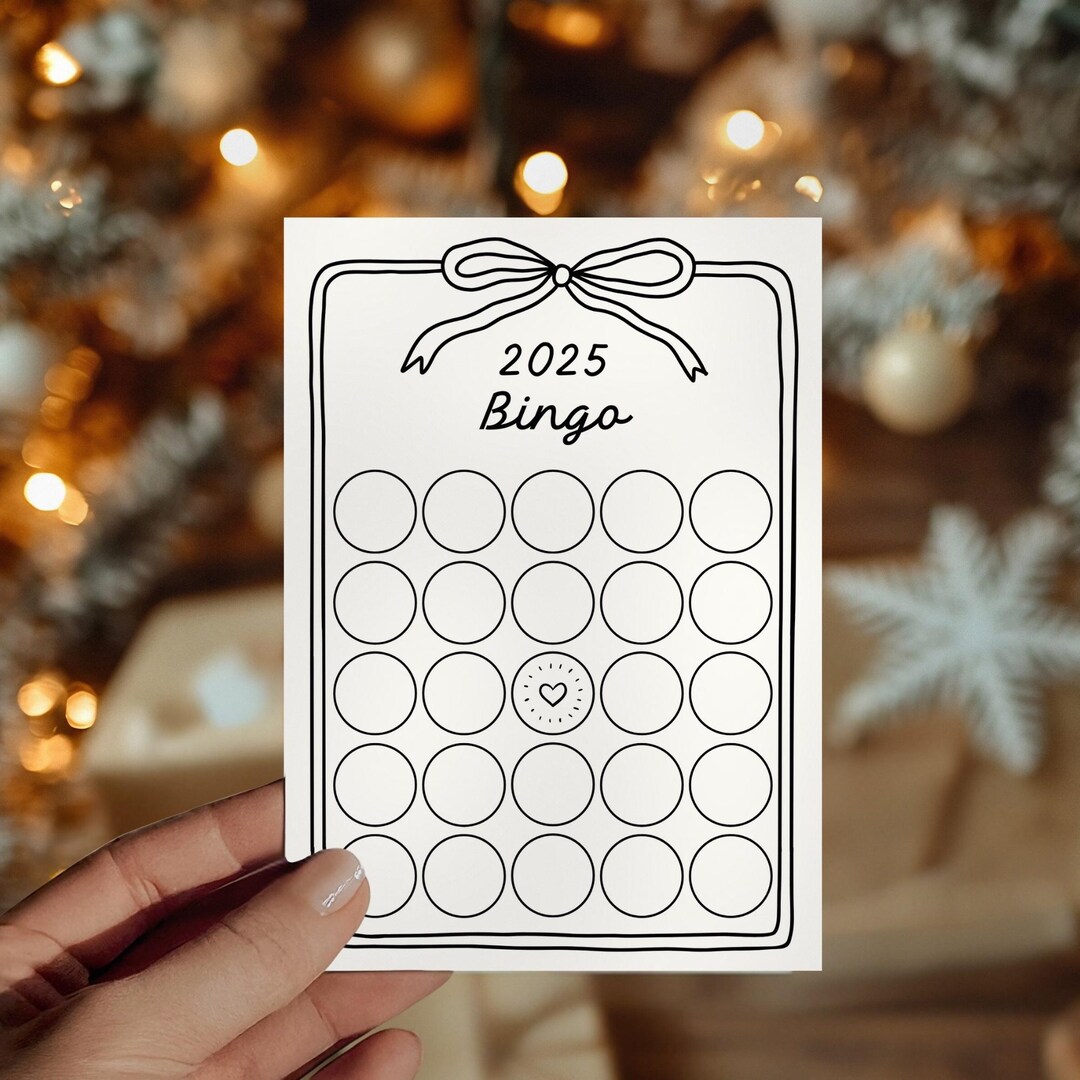 2025 Vision Board Bingo Card, Printable New Years Bingo, Minimalist Bow ...