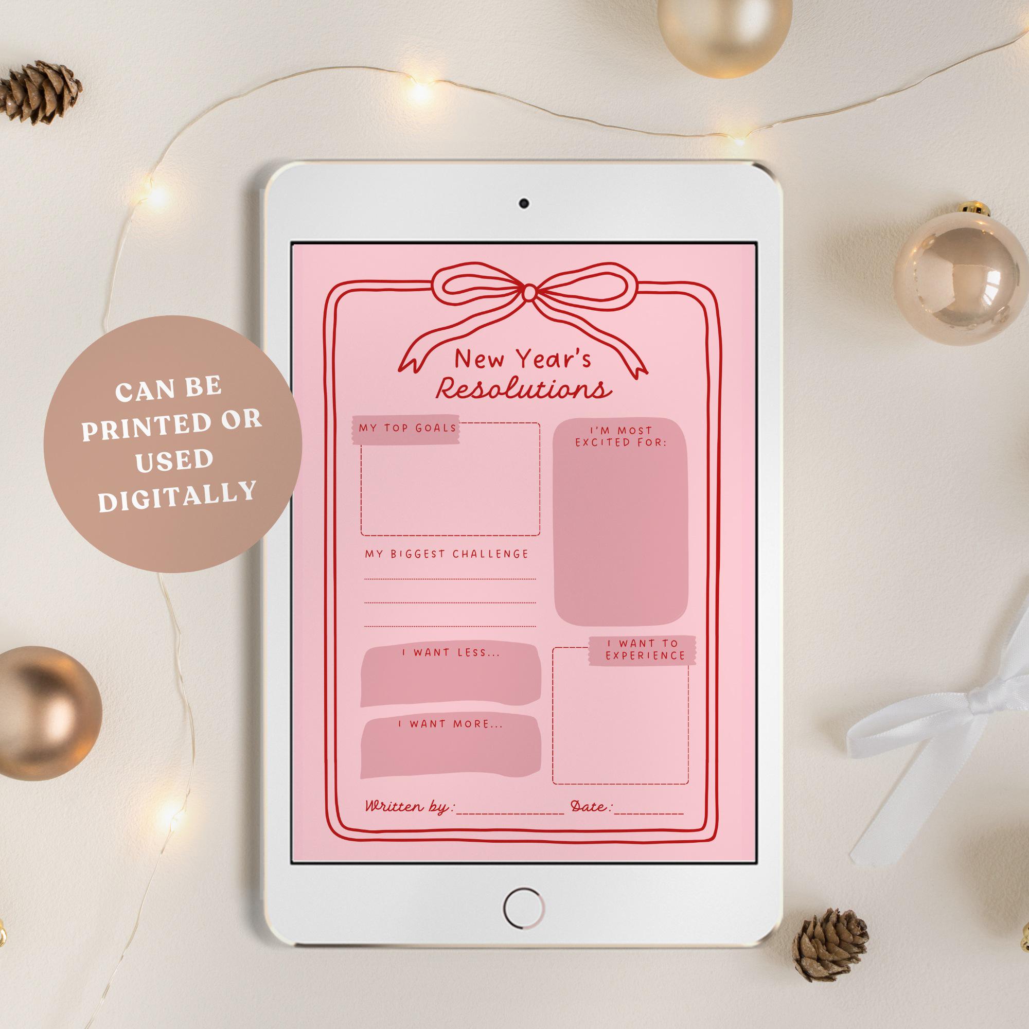 New Years Resolution Card, 2025 Goal Setting Activity, Printable Vision ...