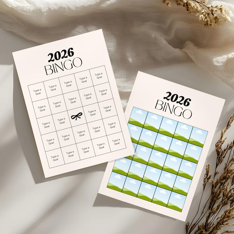 2026 Bingo Cards: New Years Eve Bingo Game & Vision Board Photo ...