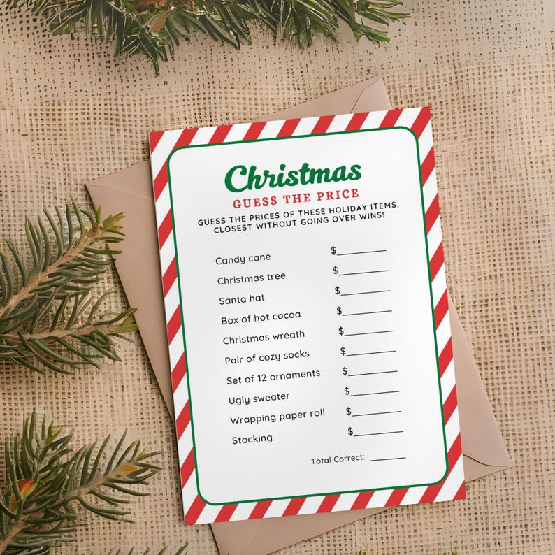 Guess the Price Christmas Game, Editable Christmas Guessing Game ...