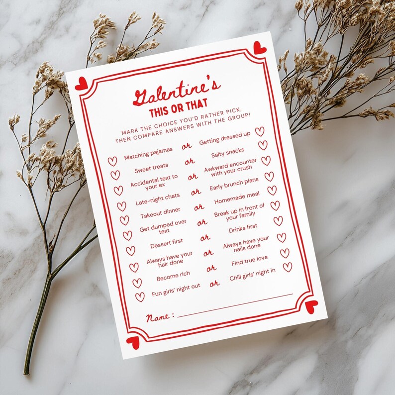 Galentines Game: This or That Quiz, Printable Galentines Day Party ...