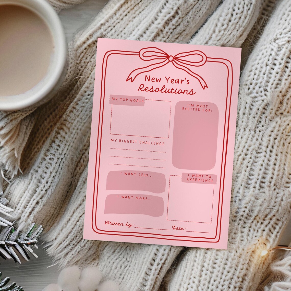 New Years Resolution Card, 2025 Goal Setting Activity, Printable Vision ...