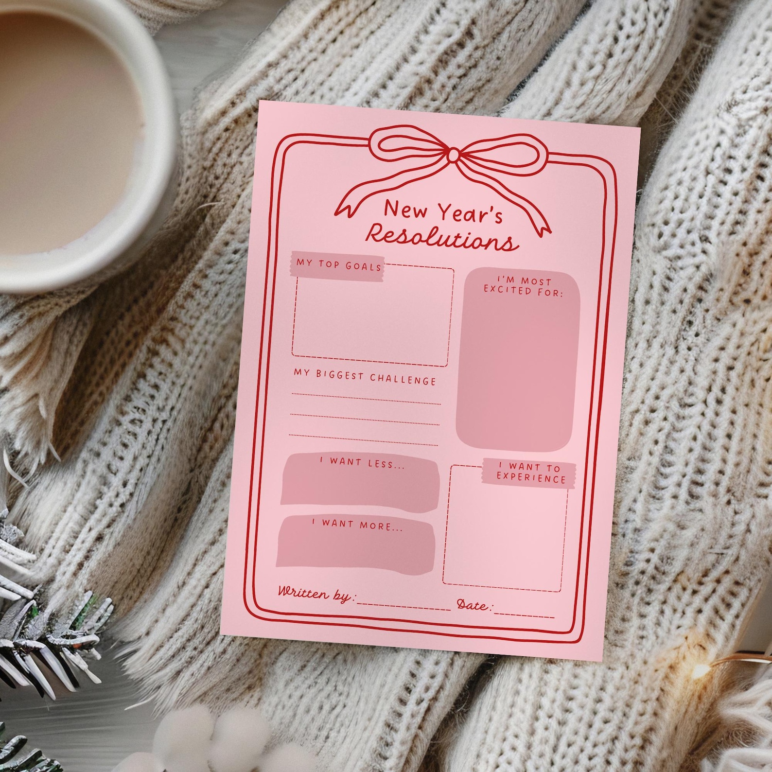 New Years Resolution Card, 2026 Goal Setting Activity, Printable Vision ...