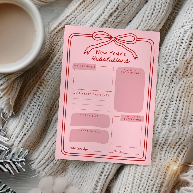 New Years Resolution Card, 2025 Goal Setting Activity, Printable Vision ...