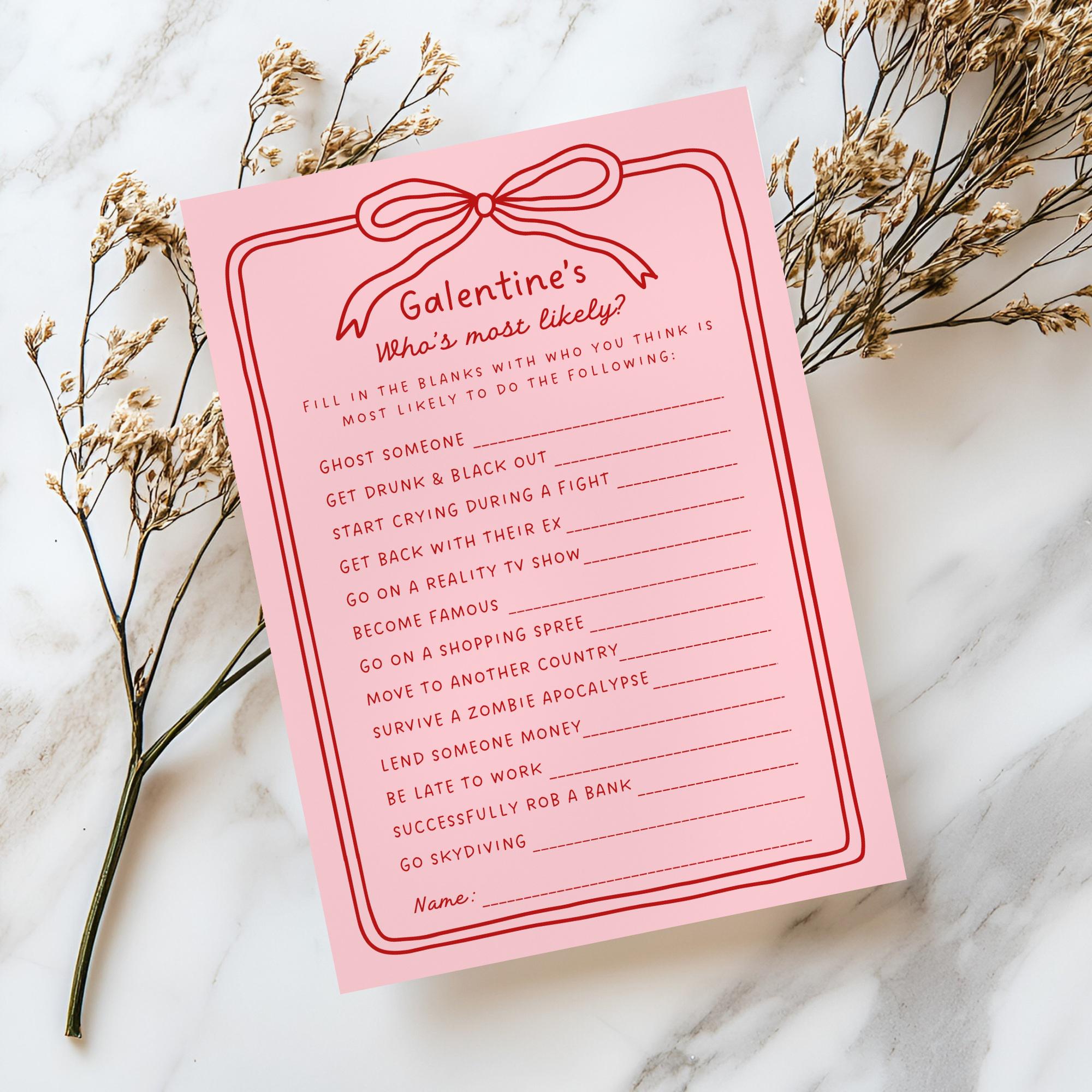 Galentines Game, Printable Adult Party Activity, Whos Most Likely Game ...