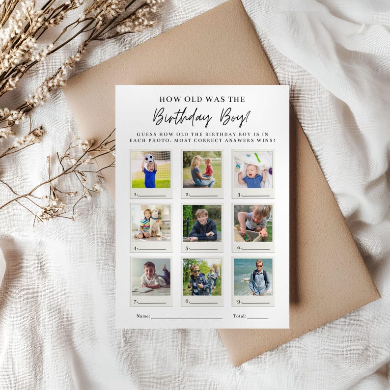 Birthday Boy Guessing Game, Editable Party Games for Him, Printable ...