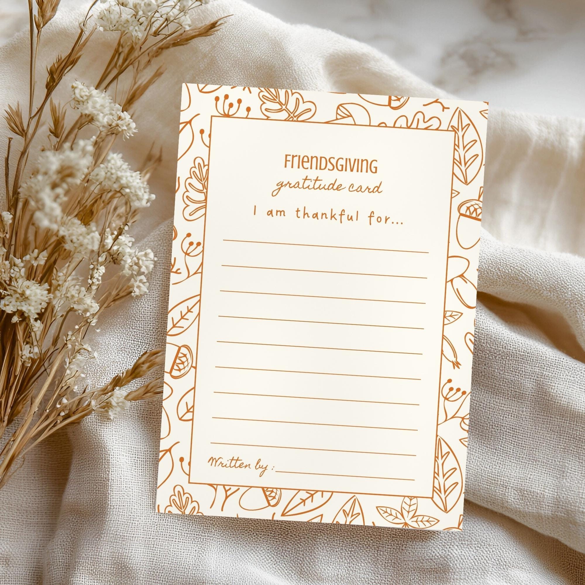 Friendsgiving Gratitude Cards, Printable Thanksgiving Gratitude Cards ...