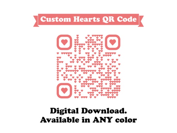 Hearts QR Code Transparent Background Custom QR Code for - Etsy