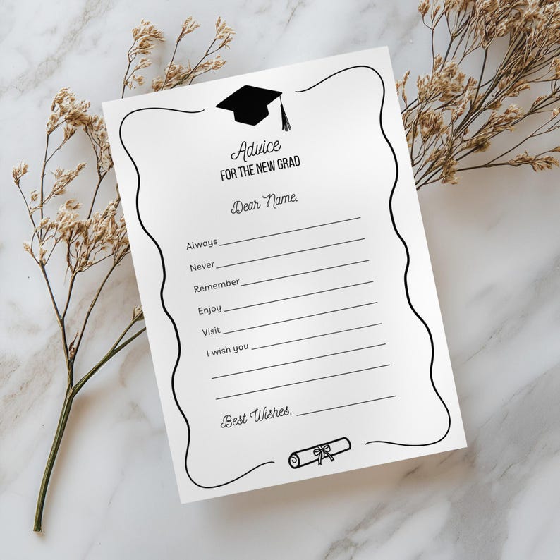 Graduation Advice Cards Template, Editable Wishes for Graduate ...