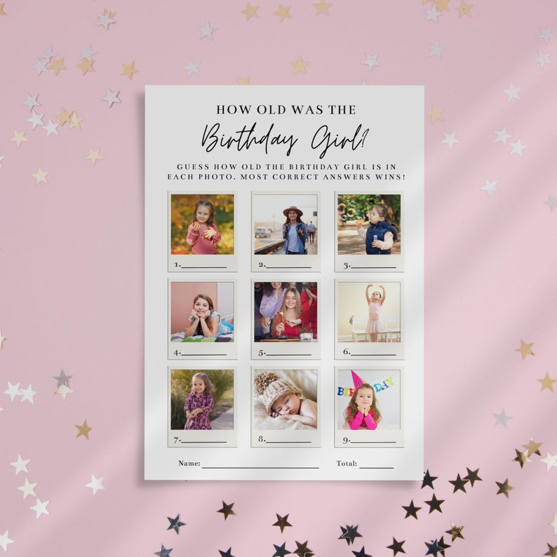 How Old Was the Birthday Girl Party Game, Fun Guessing Game Template ...