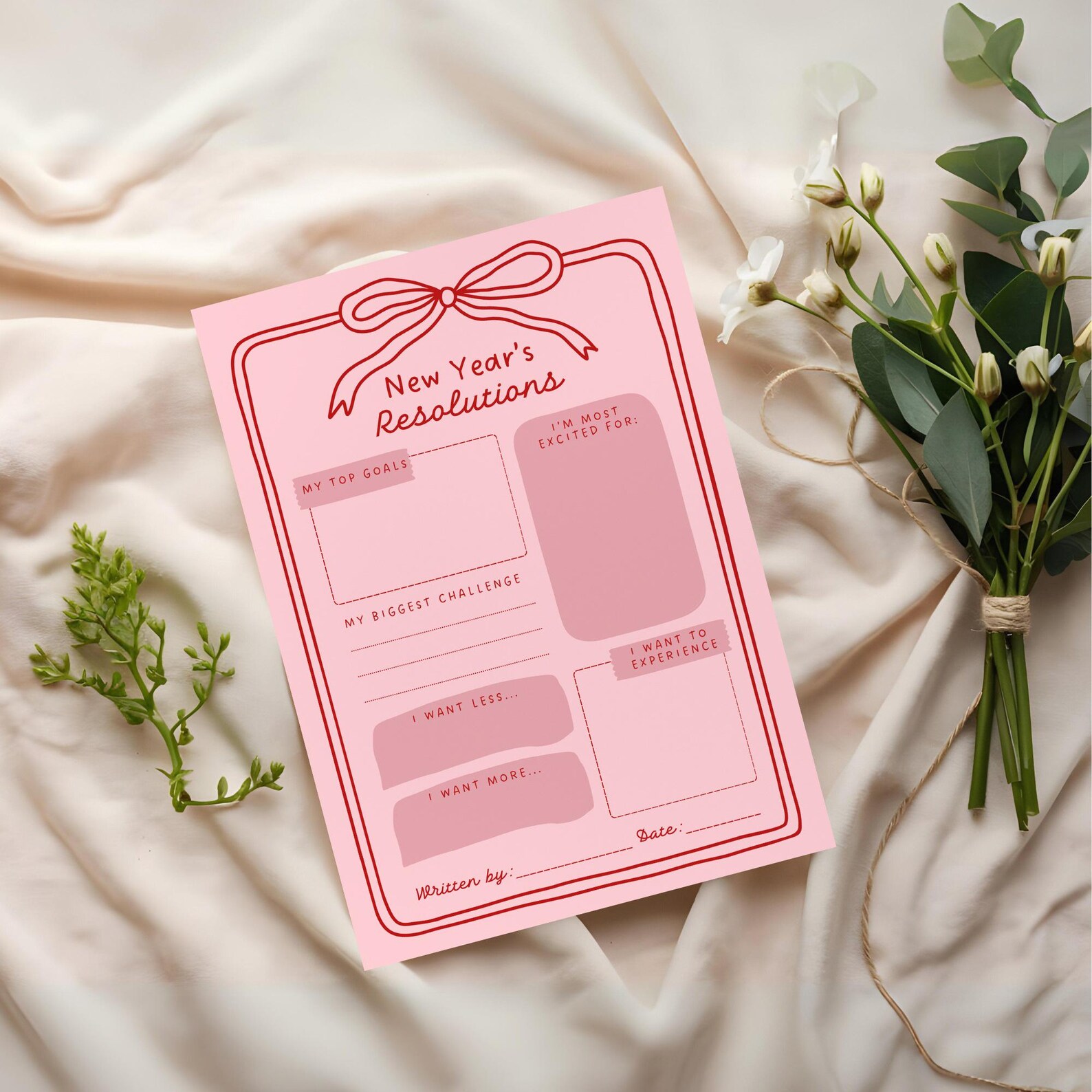 New Years Resolution Card, 2025 Goal Setting Activity, Printable Vision ...