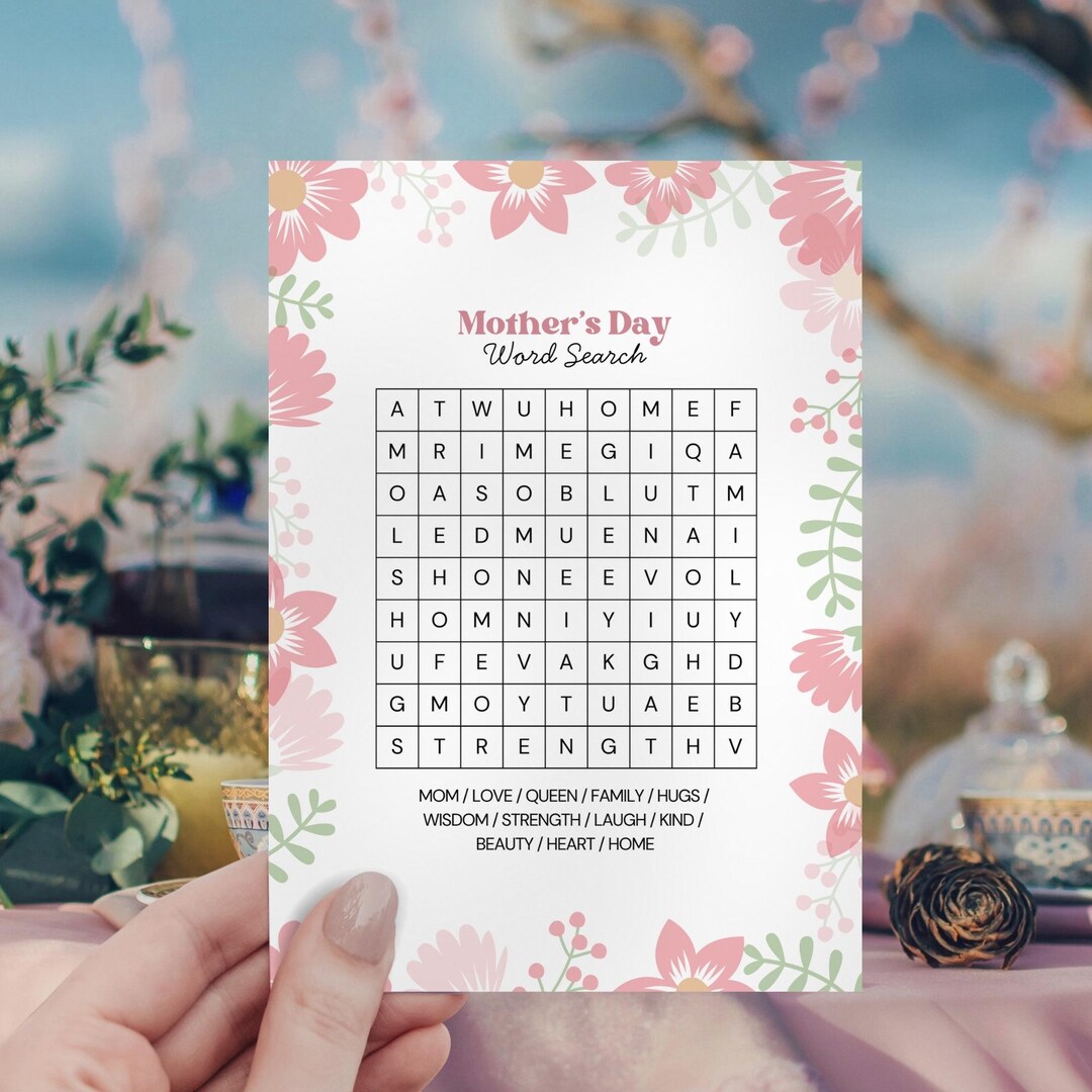 Mothers Day Word Search Game, Printable Mothers Day Brunch Activity ...