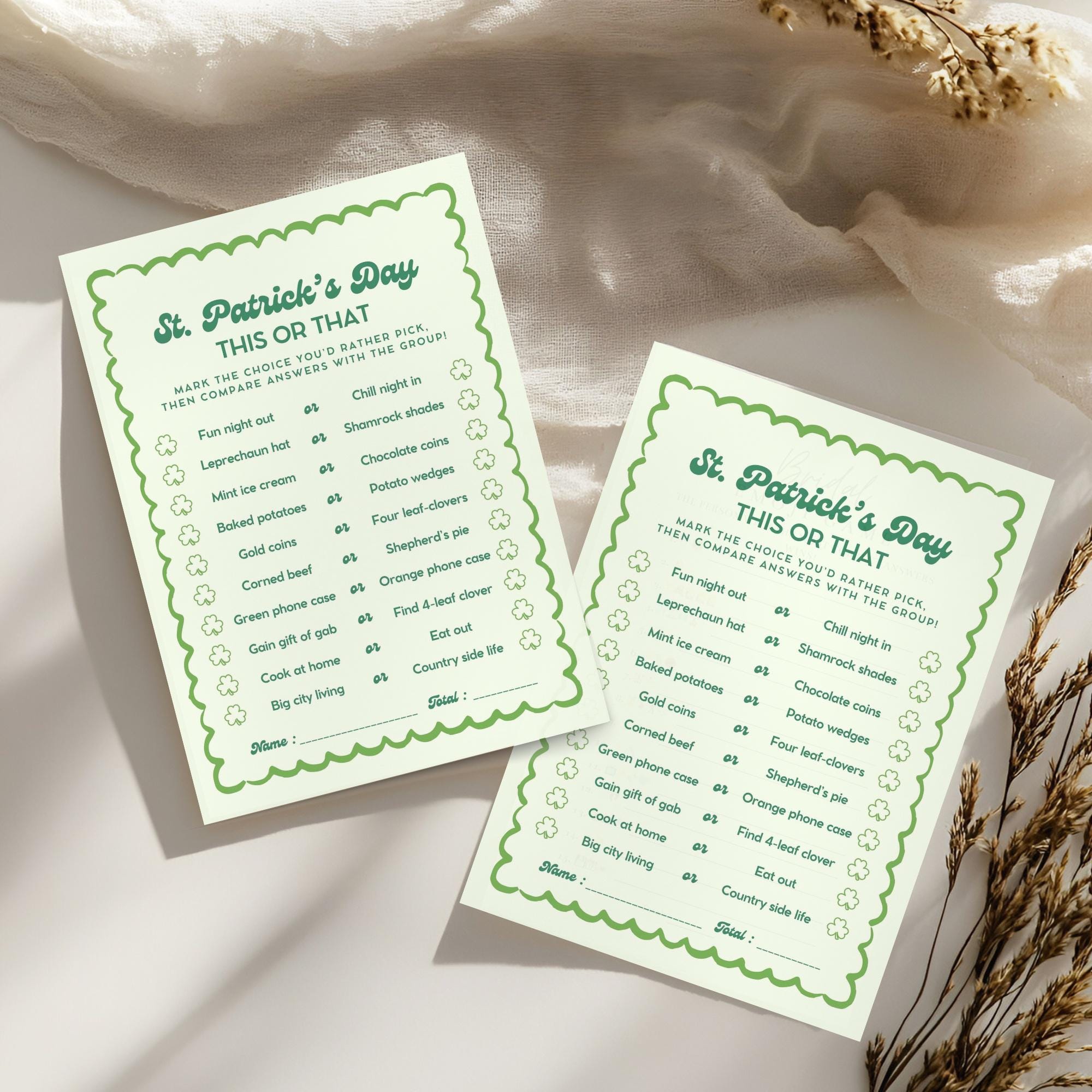 St Patricks This or That Game, Printable St Paddys Party Activity ...