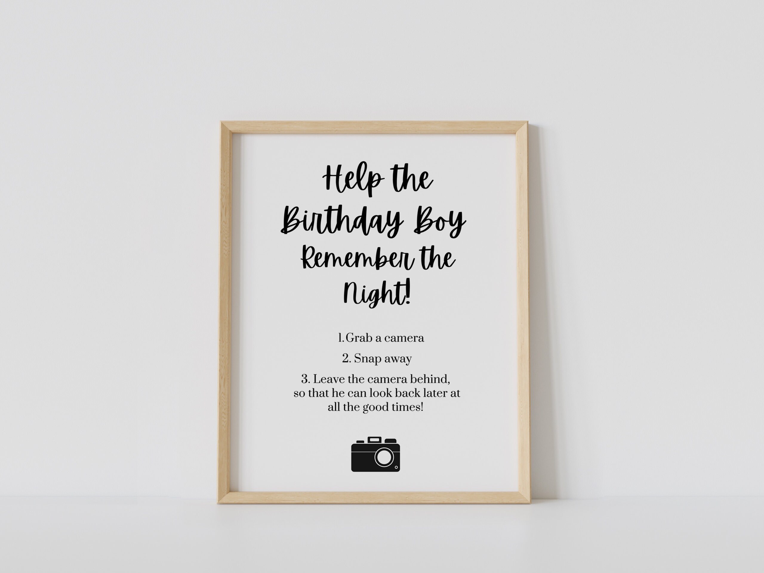 Birthday Photo Guest Book Sign Template, Disposable Camera Sign ...