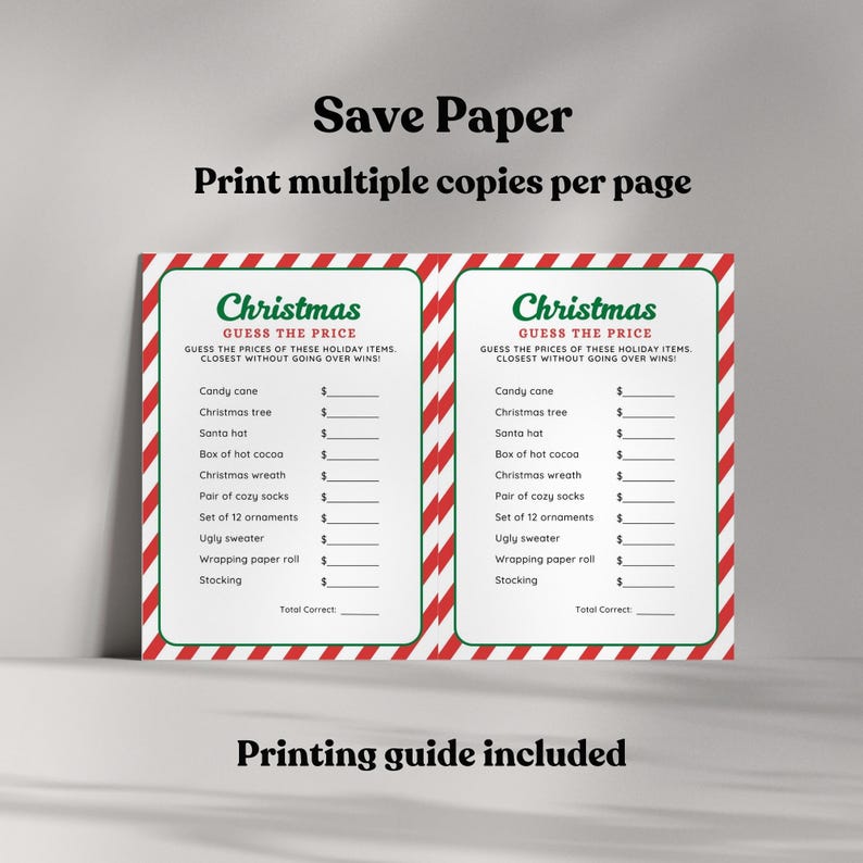 Guess the Price Christmas Game, Editable Christmas Guessing Game ...
