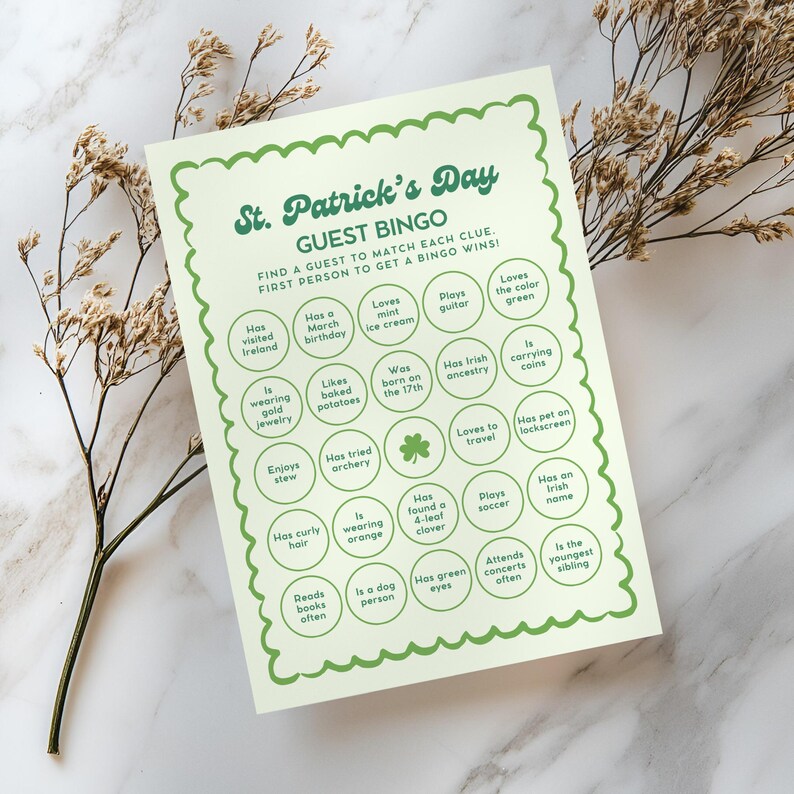 St Patricks Bingo Game, Printable St Paddys Party Activity, Find the ...
