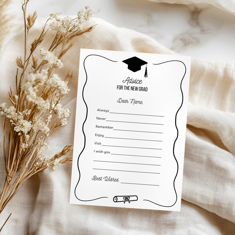 Graduation Advice Cards Template, Editable Wishes for Graduate ...