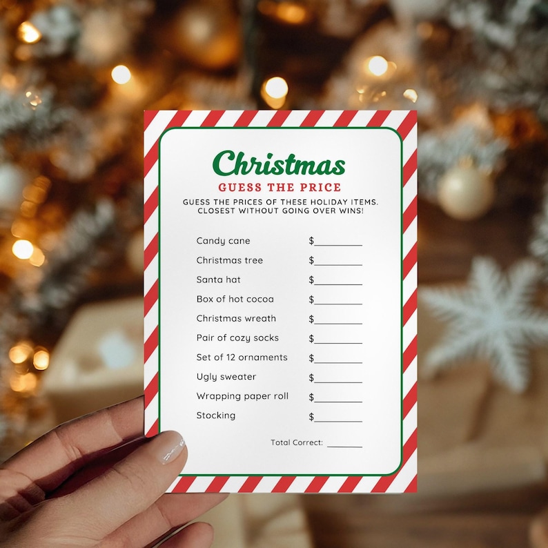 Guess the Price Christmas Game, Editable Christmas Guessing Game ...