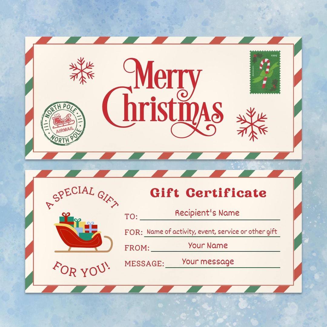 Christmas Coupon Template, Printable Christmas Gift Certificate ...