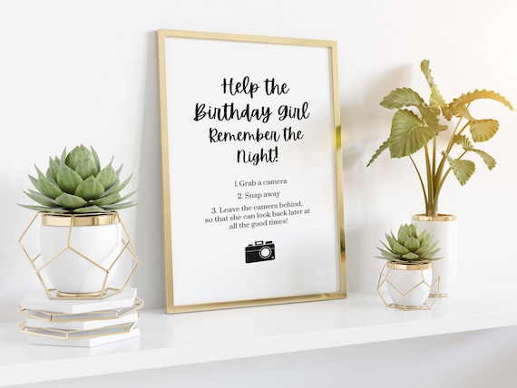 Birthday Photo Guest Book Sign Template Disposable Camera - Etsy