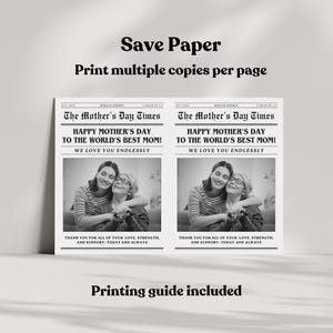 Mothers Day Newspaper Template, Printable Gift for Mom, Editable Photo ...