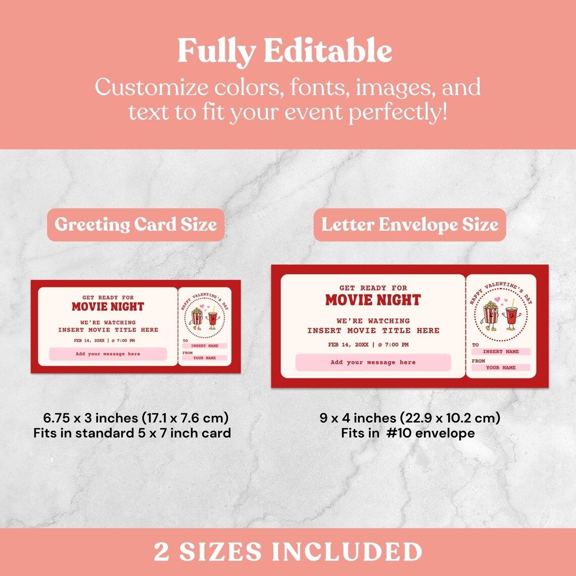 Valentines Movie Ticket, Editable Retro Movie Coupon Template ...
