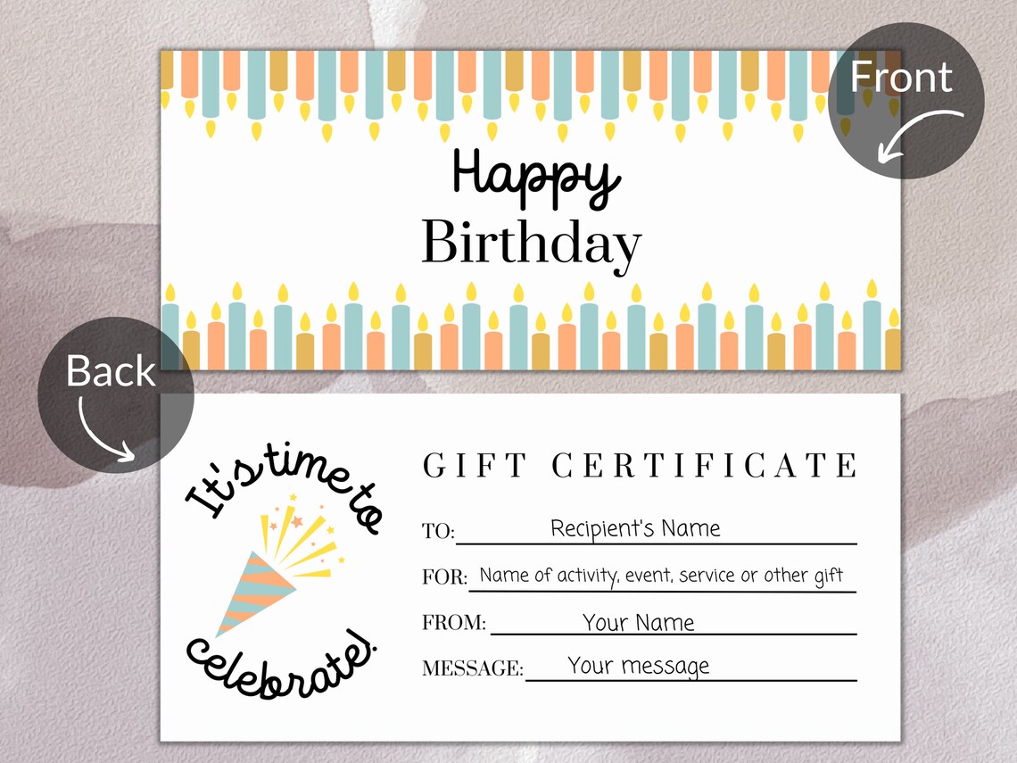 Editable Birthday Coupon Template Printable happy Birthday Gift ...