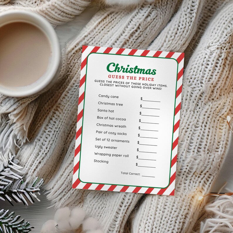 Guess the Price Christmas Game, Editable Christmas Guessing Game ...