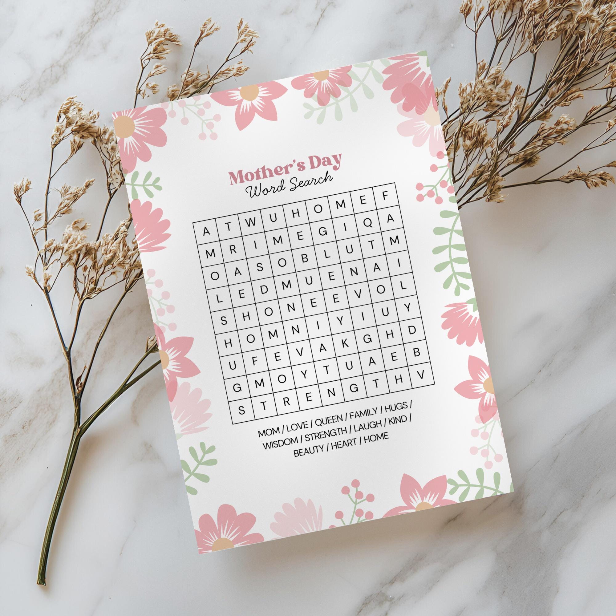 Mothers Day Word Search Game, Printable Mothers Day Brunch Activity ...
