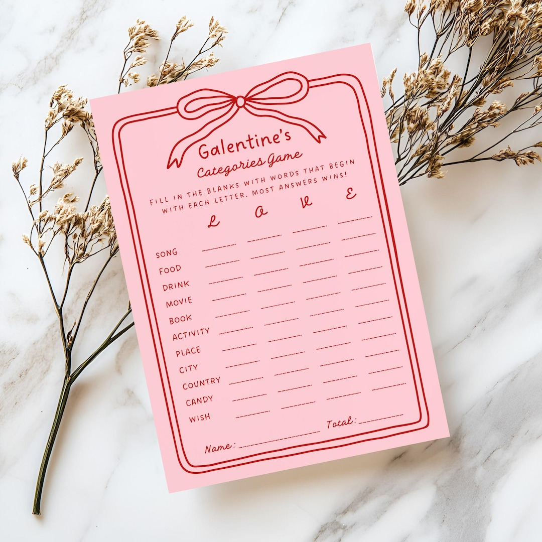Galentines Day Categories Game, Printable Valentine Party Activity, Fun Adult Friend Games ...